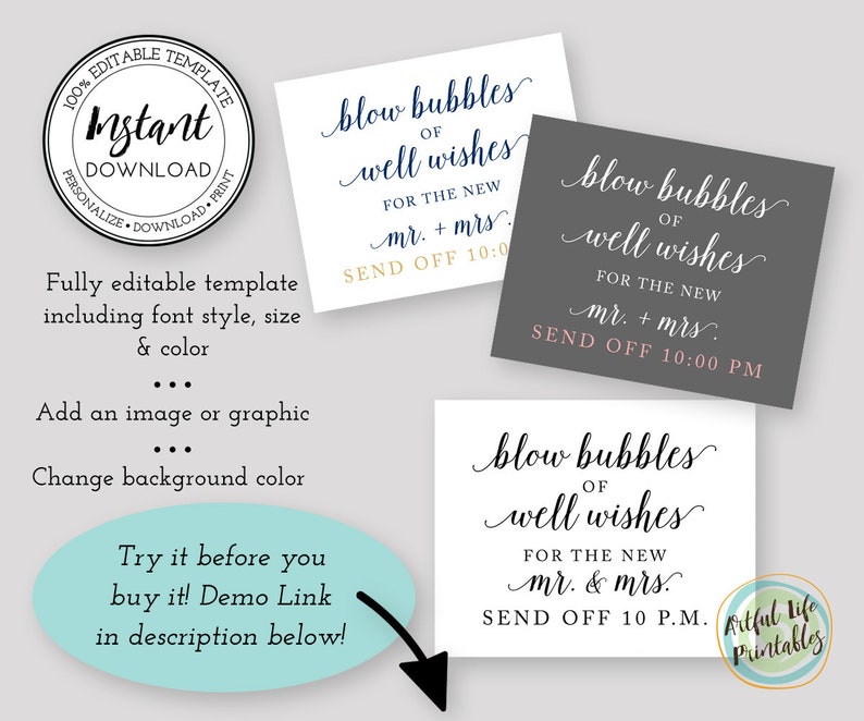 Bubbles Send off Sign Template Couple Send off Sign Wedding | Etsy