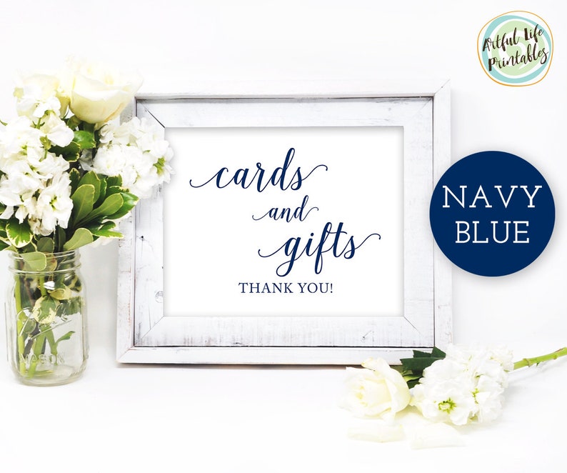 Navy Cards and Gifts Sign Printable, Cards and Gifts Sign, Wedding ...