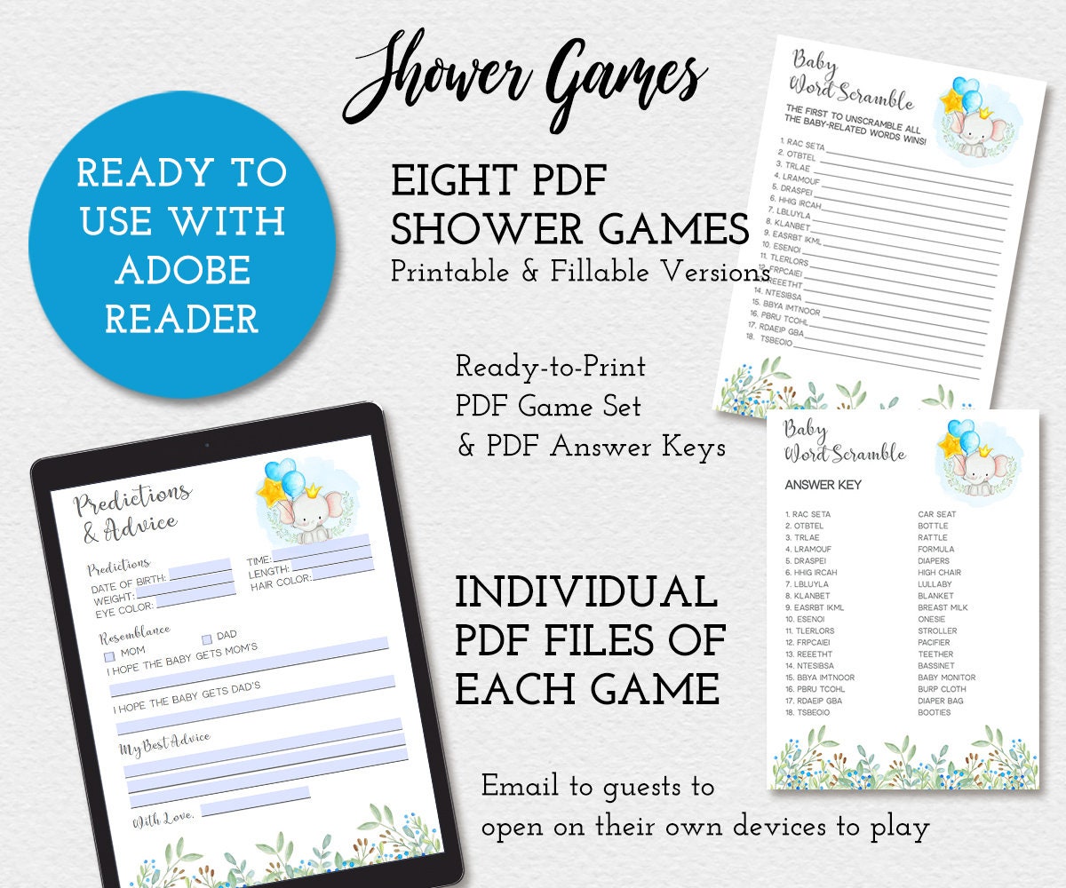 Baby Shower Games Bundle, Baby Shower Games Printable, Virtual Baby ...