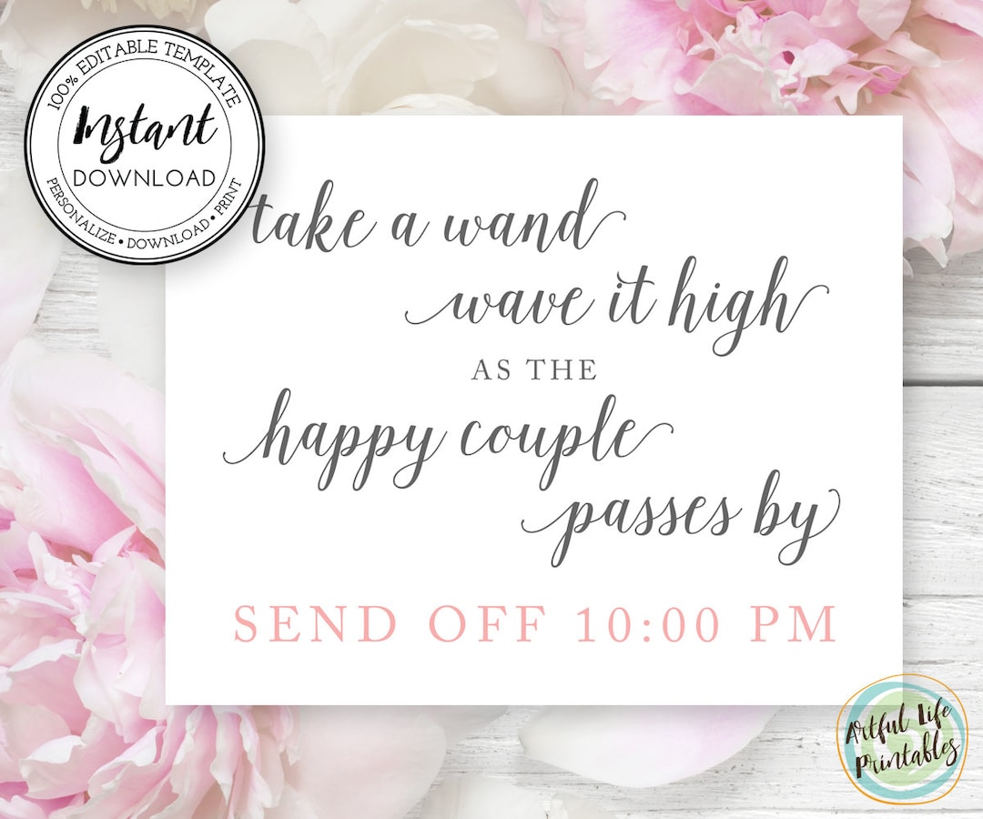 Ribbon Wand Wedding Send off Sign Instant Download Wedding - Etsy