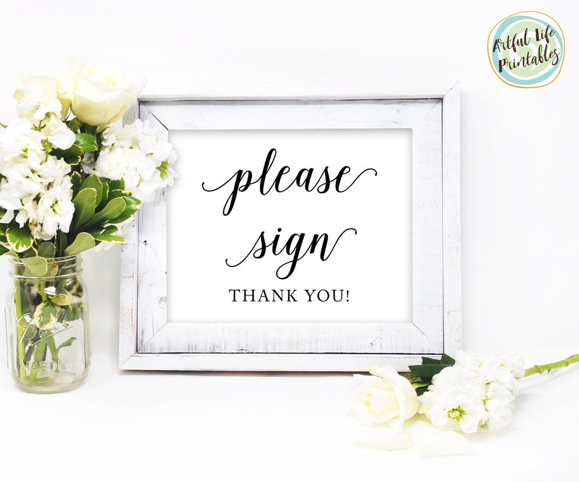 Wedding Please Sign Printable Digital Wedding Guest Book | Etsy