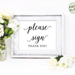 Wedding Please Sign Printable, Digital Wedding Guest Book Sign, Guest ...