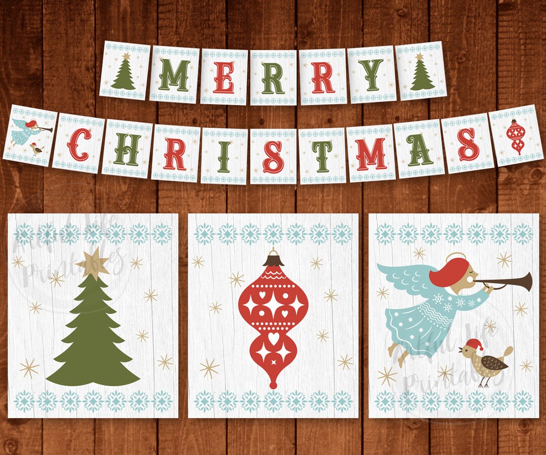 CHRISTMAS BANNER PRINTABLE, Merry Christmas Banner, Printable Christmas ...
