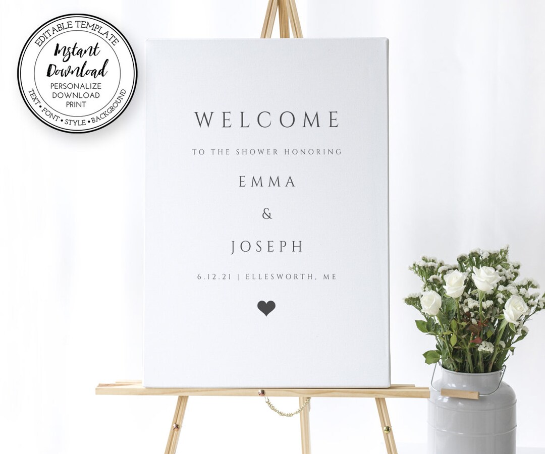 Welcome Sign Couples Shower Welcome Sign Editable Template - Etsy