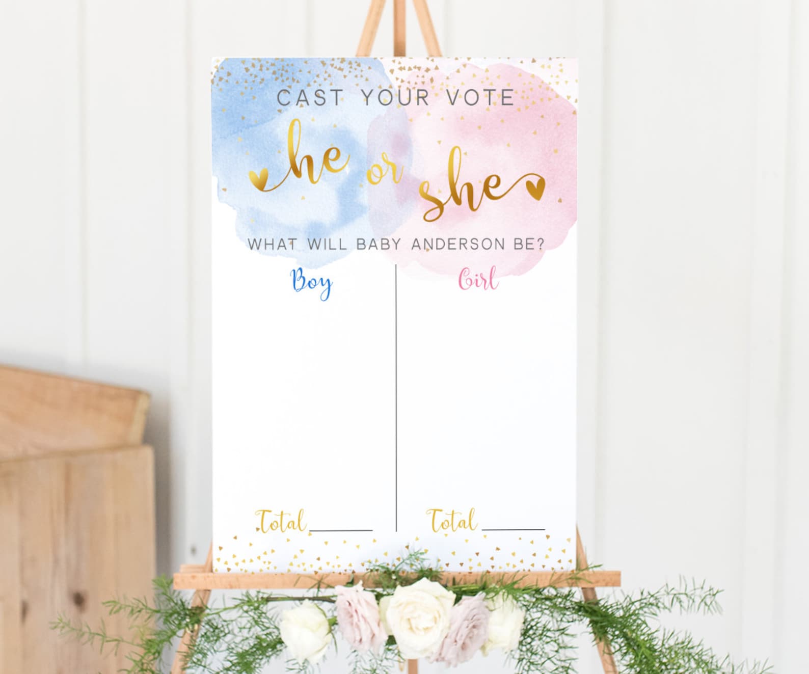 Gender Reveal Voting Sign, Gender Reveal Game, Editable Template ...