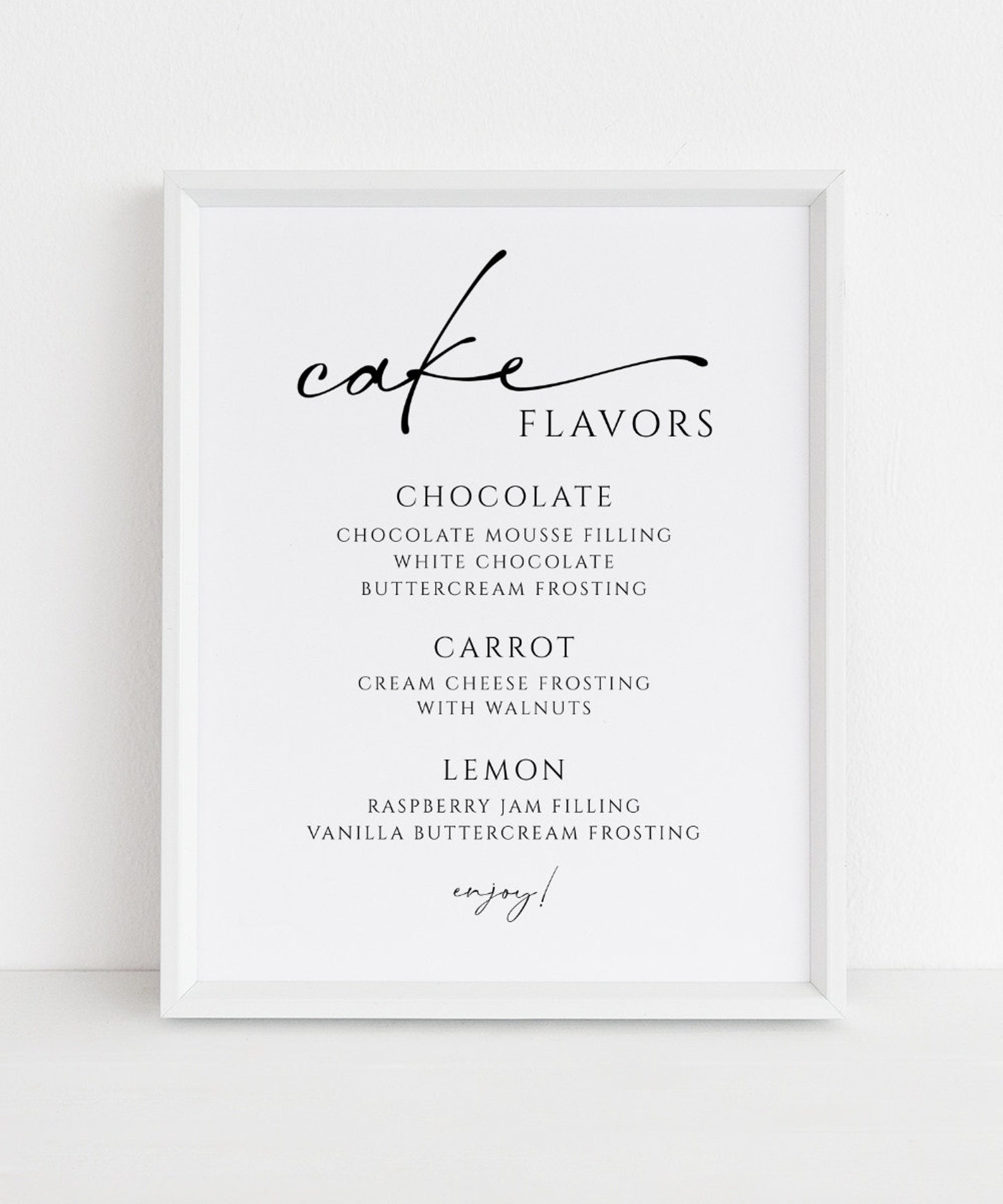 Cake Flavor Sign Wedding Cake Sign Template Shower Cake - Etsy
