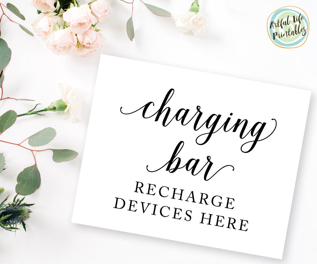 Charging Bar Sign, Mobile Device Charging Bar Sign, Wedding Signs ...