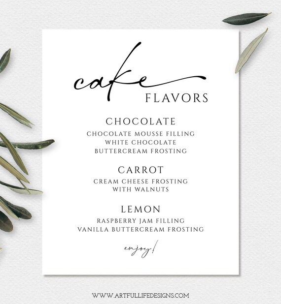 Cake Sign Template Shower Cake Flavor Sign Editable Template Wedding ...