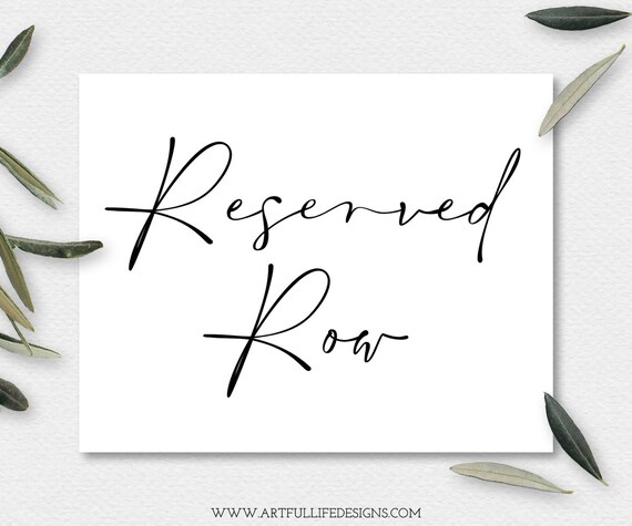 Reserved Row Sign Ready to Print Instant Download Reserved | Etsy