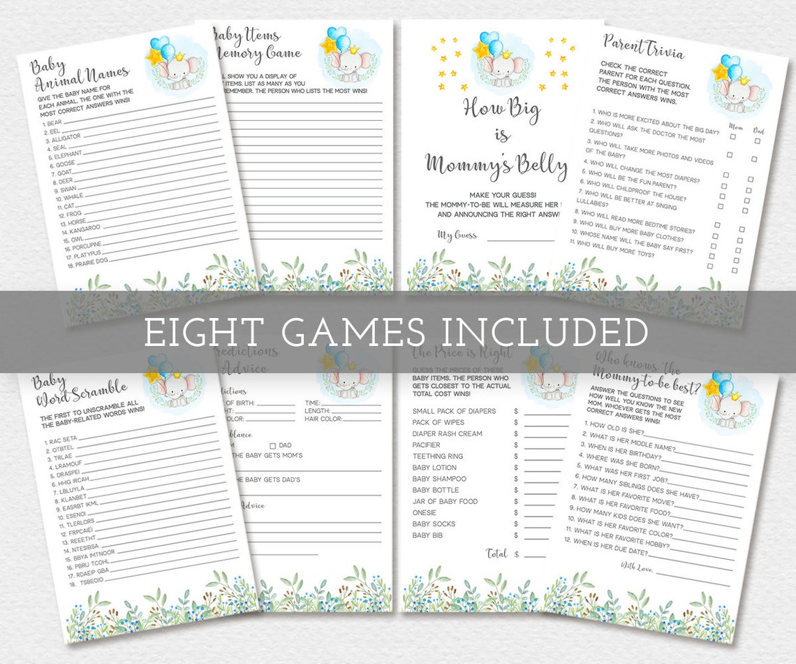 Baby Shower Games Bundle, Baby Shower Games Printable, Virtual Baby ...
