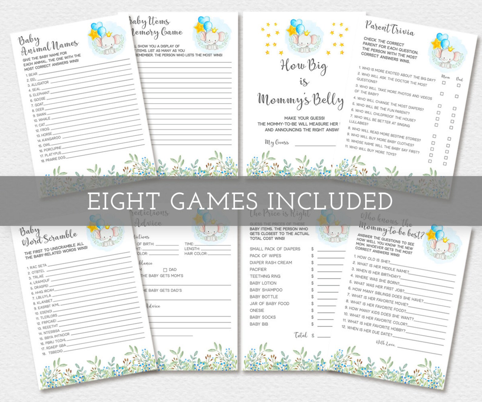Baby Shower Games Bundle, Baby Shower Games Printable, Virtual Baby ...