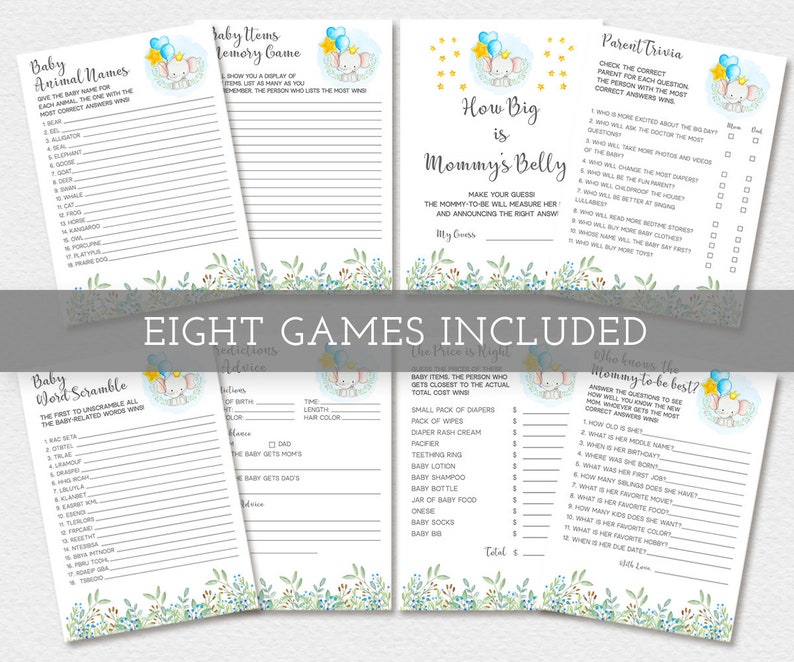 Baby Shower Games Bundle, Baby Shower Games Printable, Virtual Baby ...