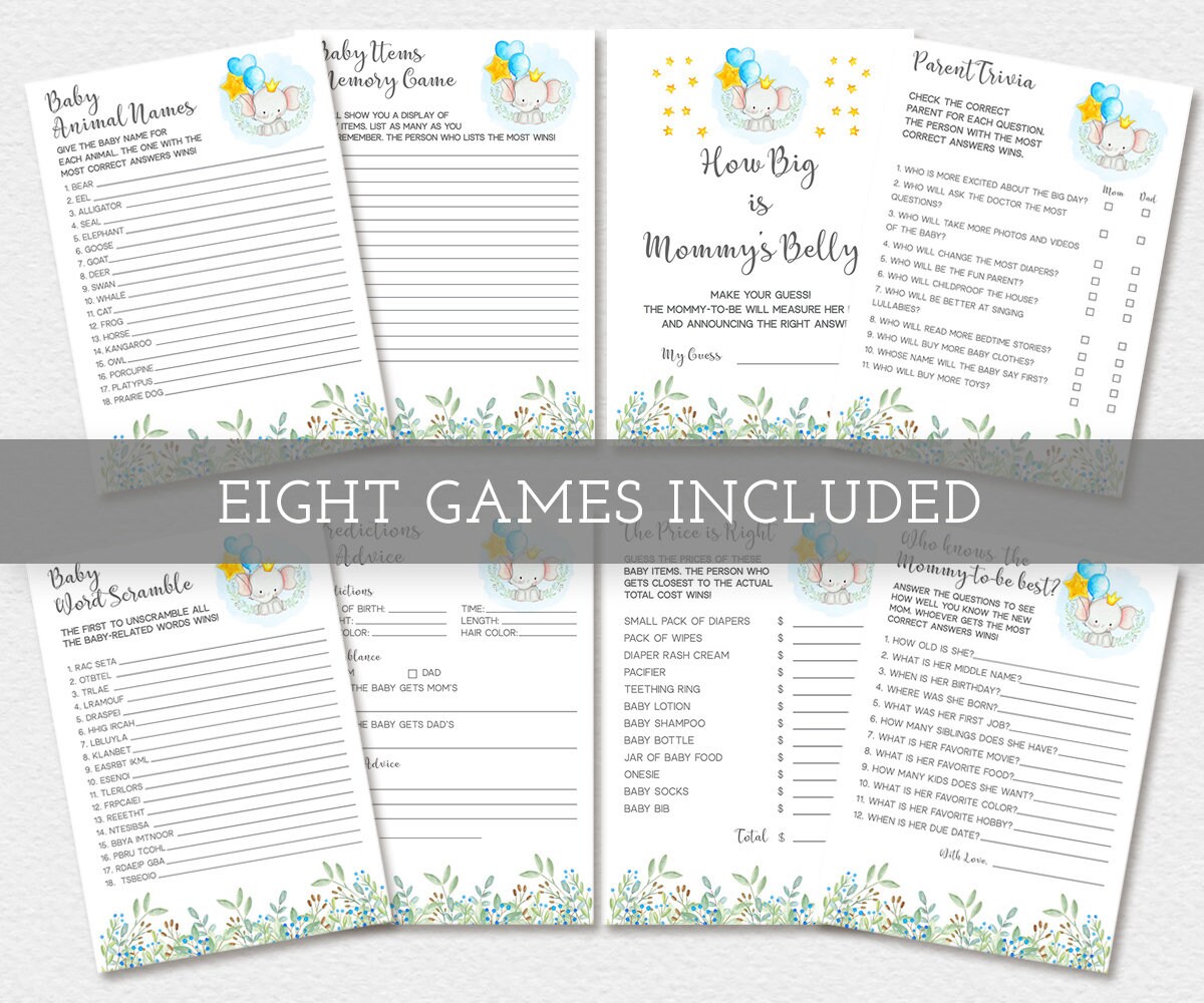 Baby Shower Games Bundle, Baby Shower Games Printable, Virtual Baby ...