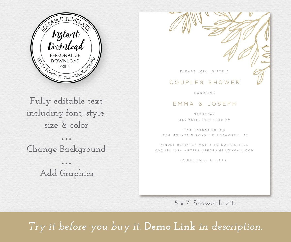 Couples Shower Invitation Editable Template Instant - Etsy