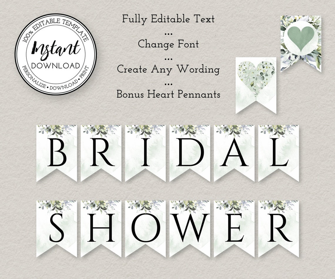 Bridal Shower Banner Printable Bridal Shower Decorations - Etsy