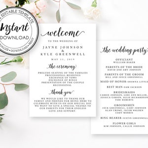 Wedding Program Template, Edit Color, Edit Text and Fonts, Wedding ...