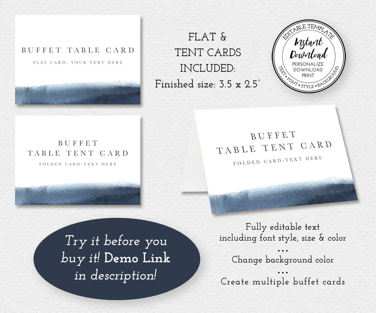 Editable Buffet Food Card Template: Wedding, Shower, Party (digital ...