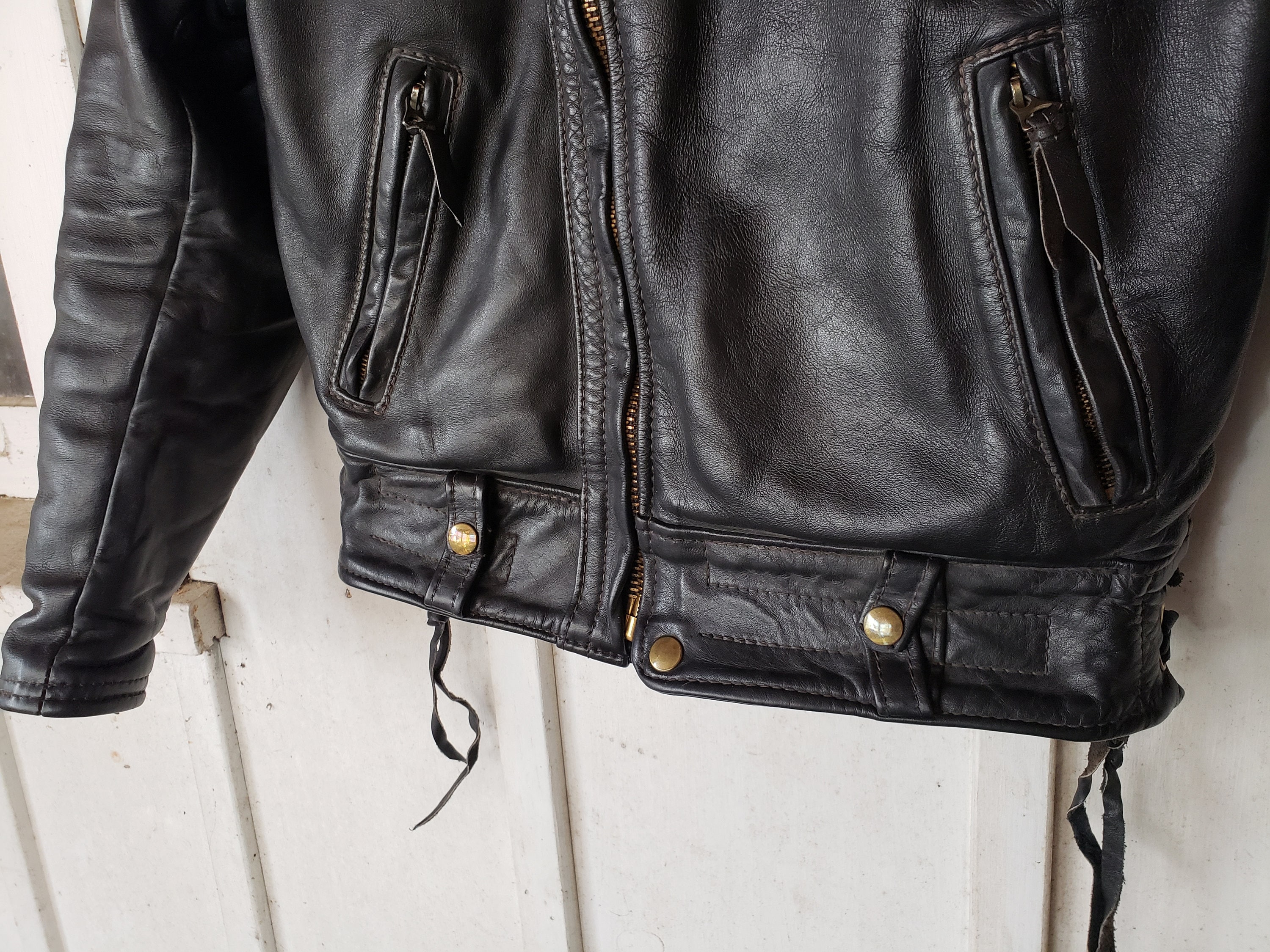 Vintage Ladies Langlitz Cascade Leather Jacket 70s 80s Black Brass ...