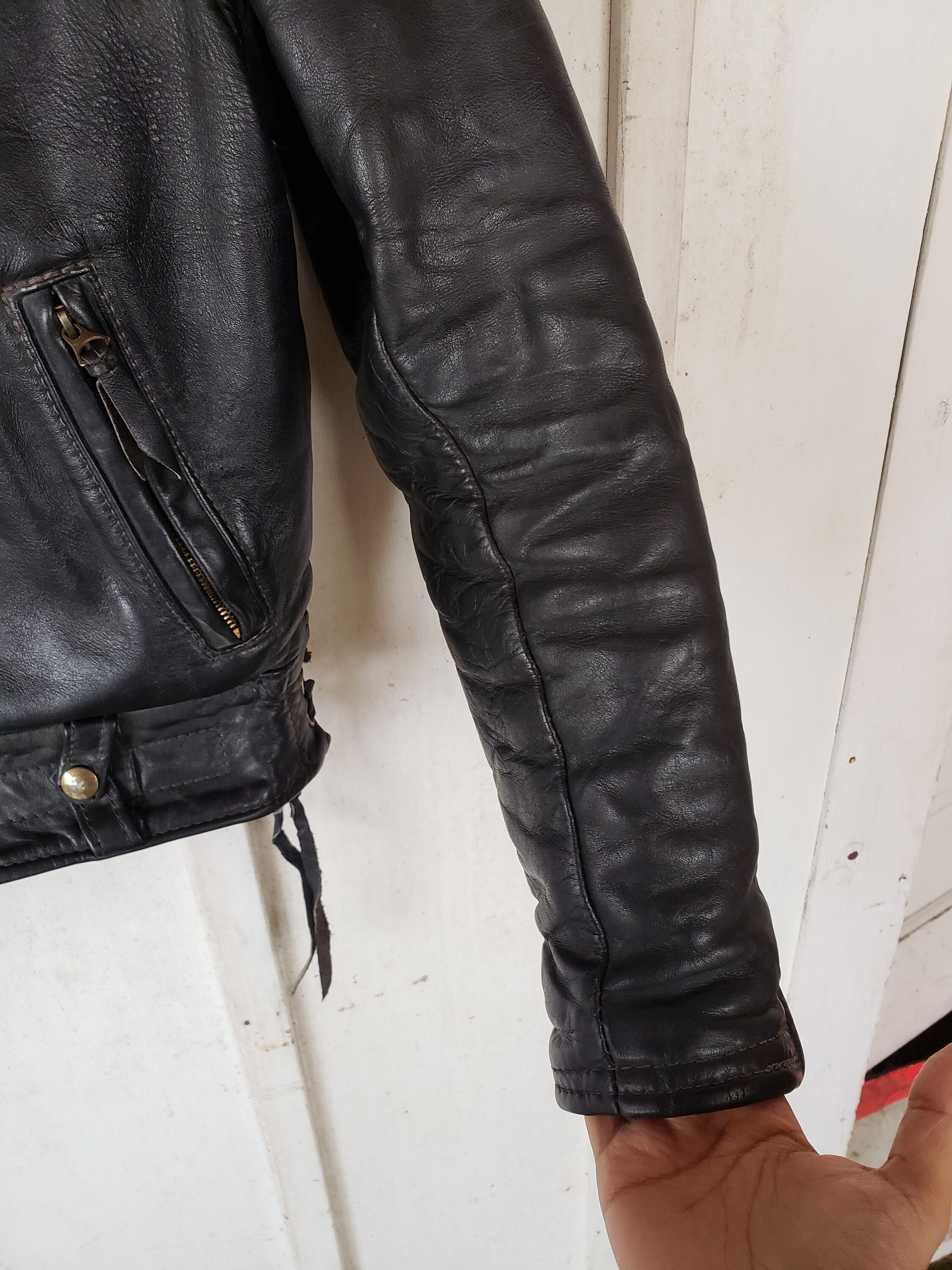 Vintage Ladies Langlitz Cascade Leather Jacket 70s 80s Black Brass ...