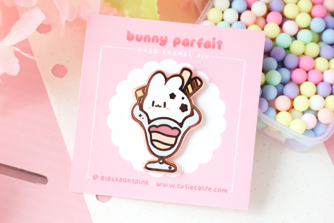 Bunny Parfait Enamel Pin | Kawaii White Rabbit, Cute Dessert Pins - Etsy