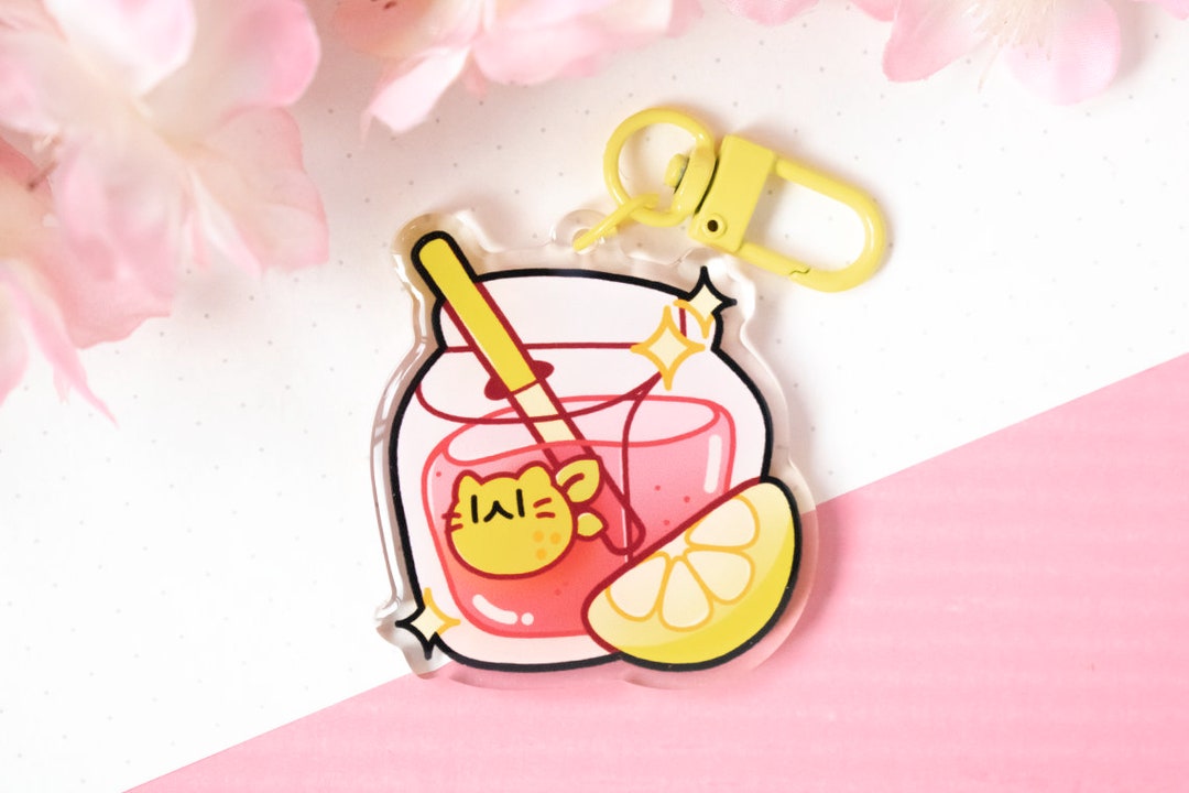 Pink Lemonade | Cute Cat Kawaii Drink Food Charms Keychain - Etsy