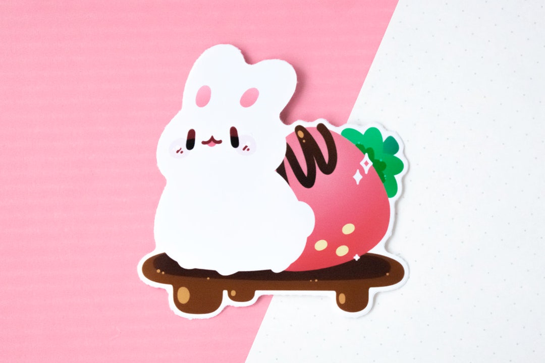 Bunny & Berry | Kawaii Cute White Rabbit Strawberry Stickers - Etsy