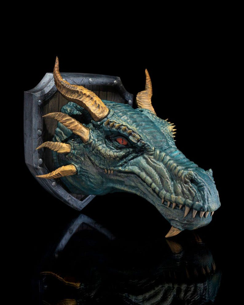 3D Printed Dragon Head Wall Trophy – Fantasy Decor - Etsy