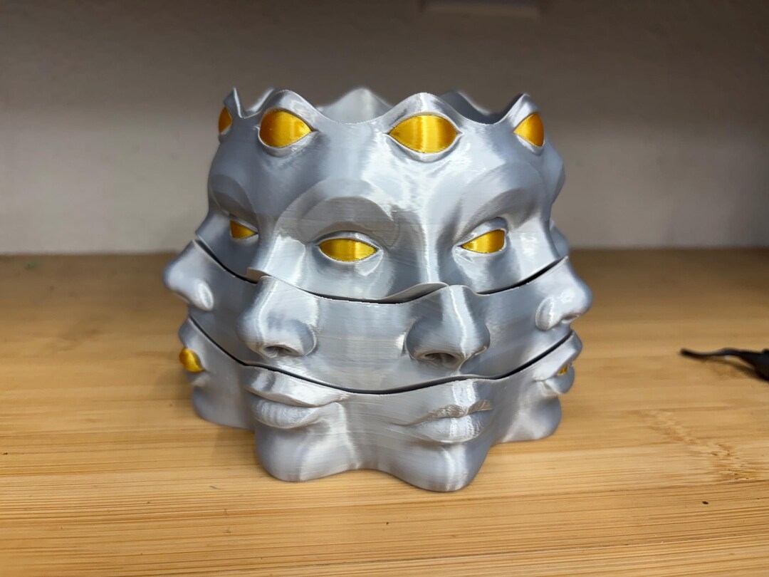 3D Printed Rotating Face Planter & Pencil Holder | Mix-and-match Facial ...