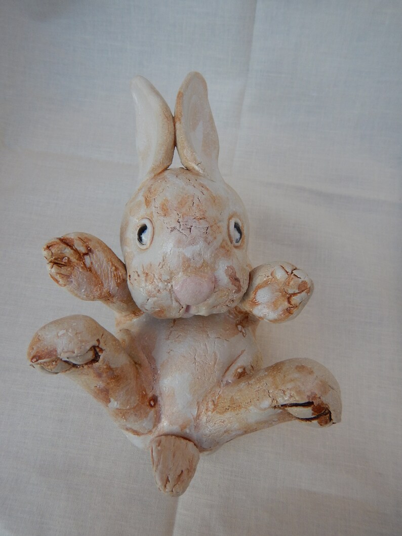 Ceramic Sculpture Playful Rabbit - Etsy
