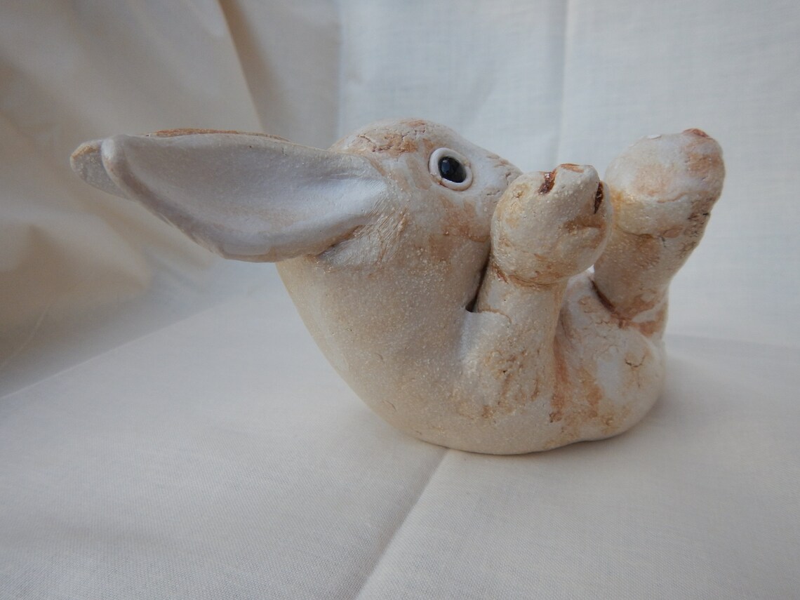 Ceramic Sculpture Playful Rabbit - Etsy