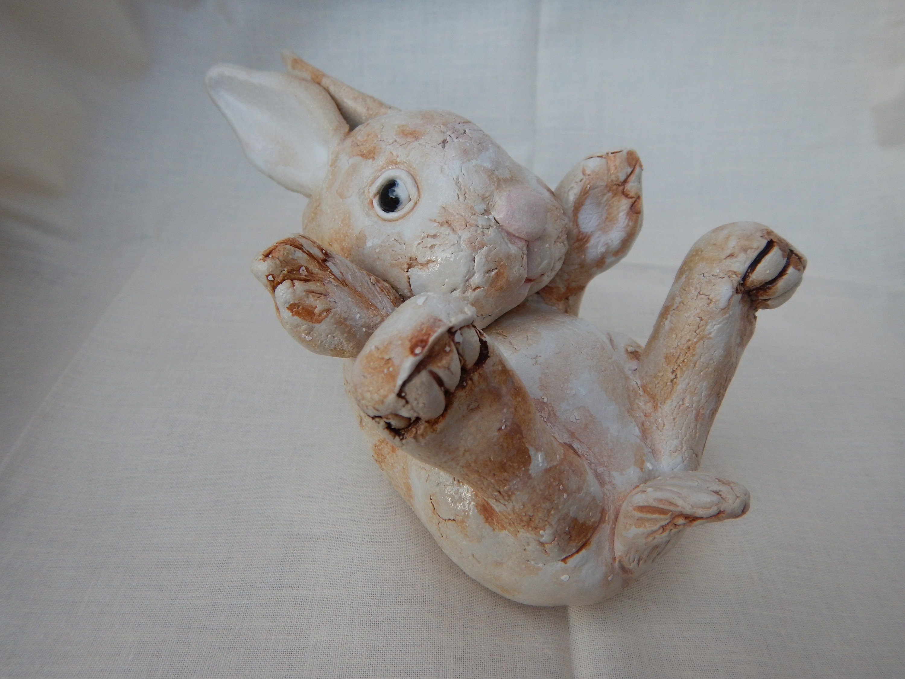 Ceramic Sculpture Playful Rabbit - Etsy