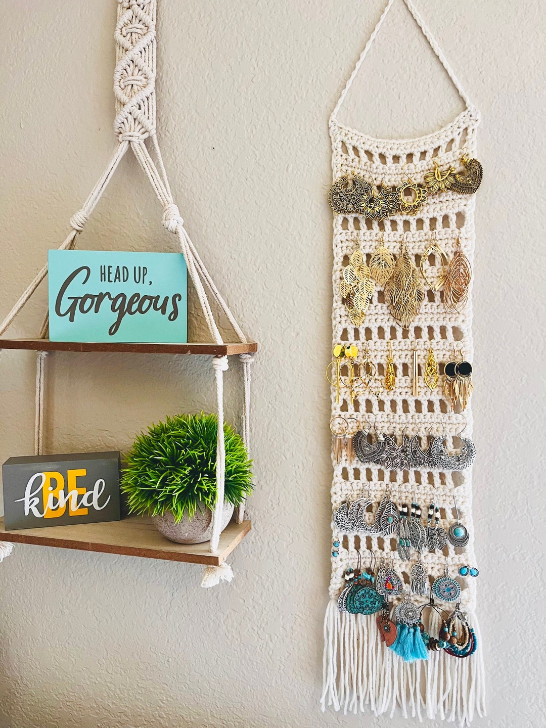 Boho Crocheted Earring Holder - Etsy
