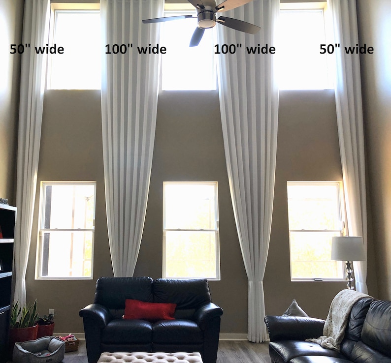 Extra long natural linen curtains drapes custom made 10 12 13 | Etsy