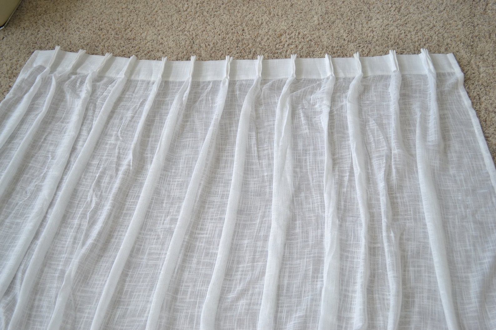 Extra Long Sheer Linen White Curtains With Double Pinch Pleat Top.18-24 ...