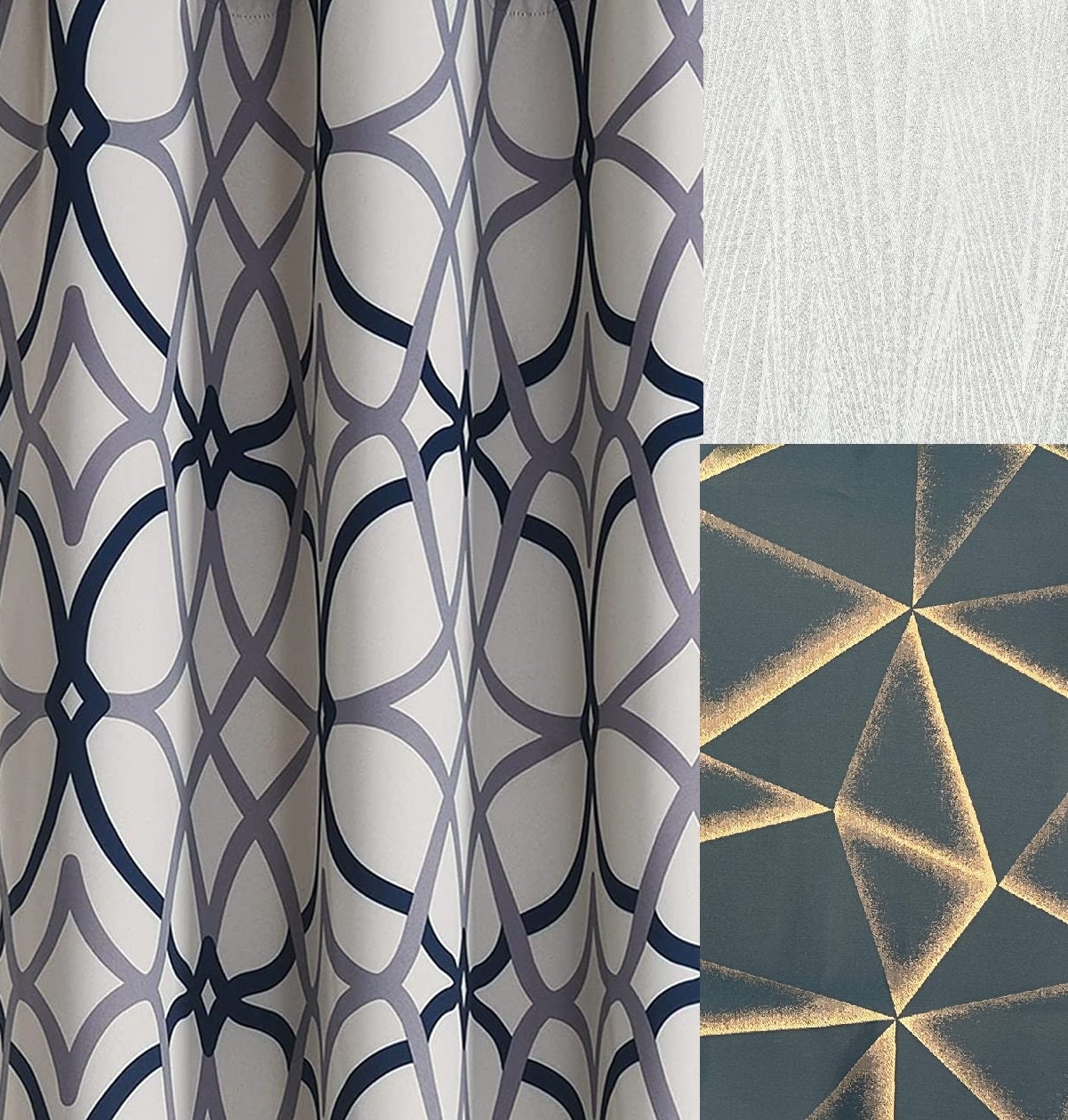 Extra Long Curtains With Geometrical Pattern 8-24 Ft Length. (1 Panel ...