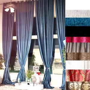 Extra Long Velvet Curtain 8-24 Ft (1 Panel) Custom Made , 2 Story Heigh ...