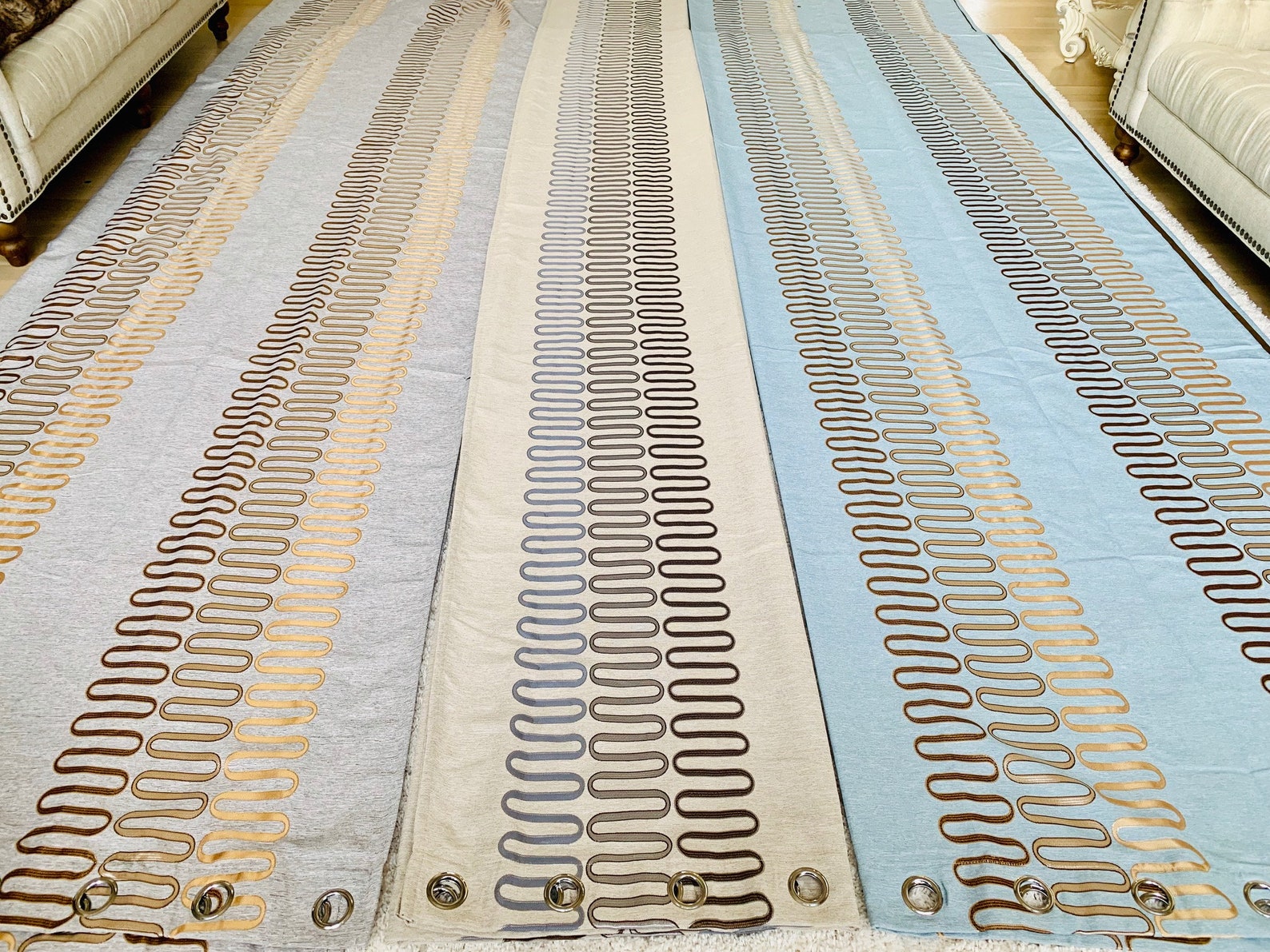 Gorgeous Extra Long Thick Woven Curtain With Stripe Zigzag Pattern ...