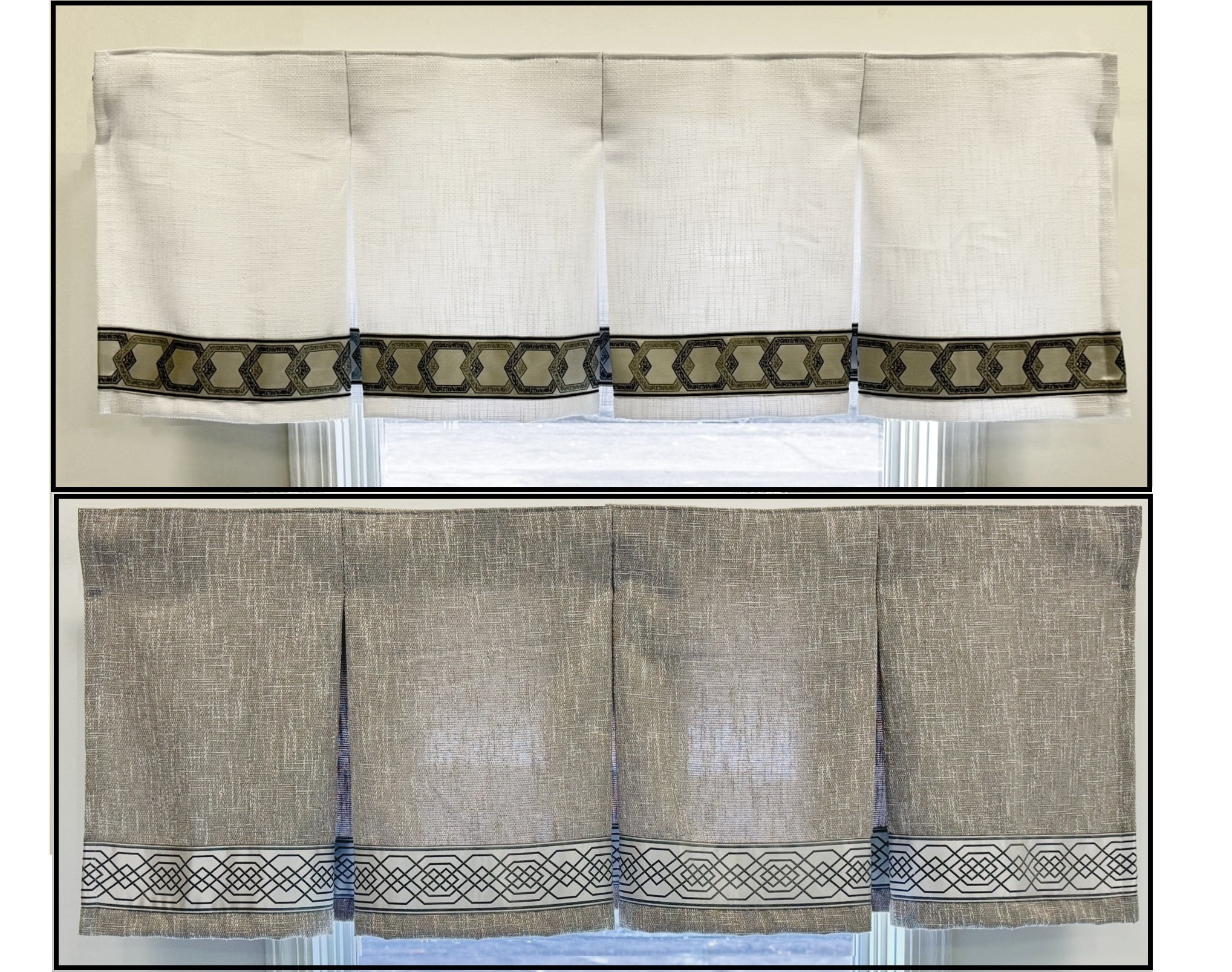 Valance With 3 Inverted Pleats. With Trim and Back Tabs. Luxury Linen ...