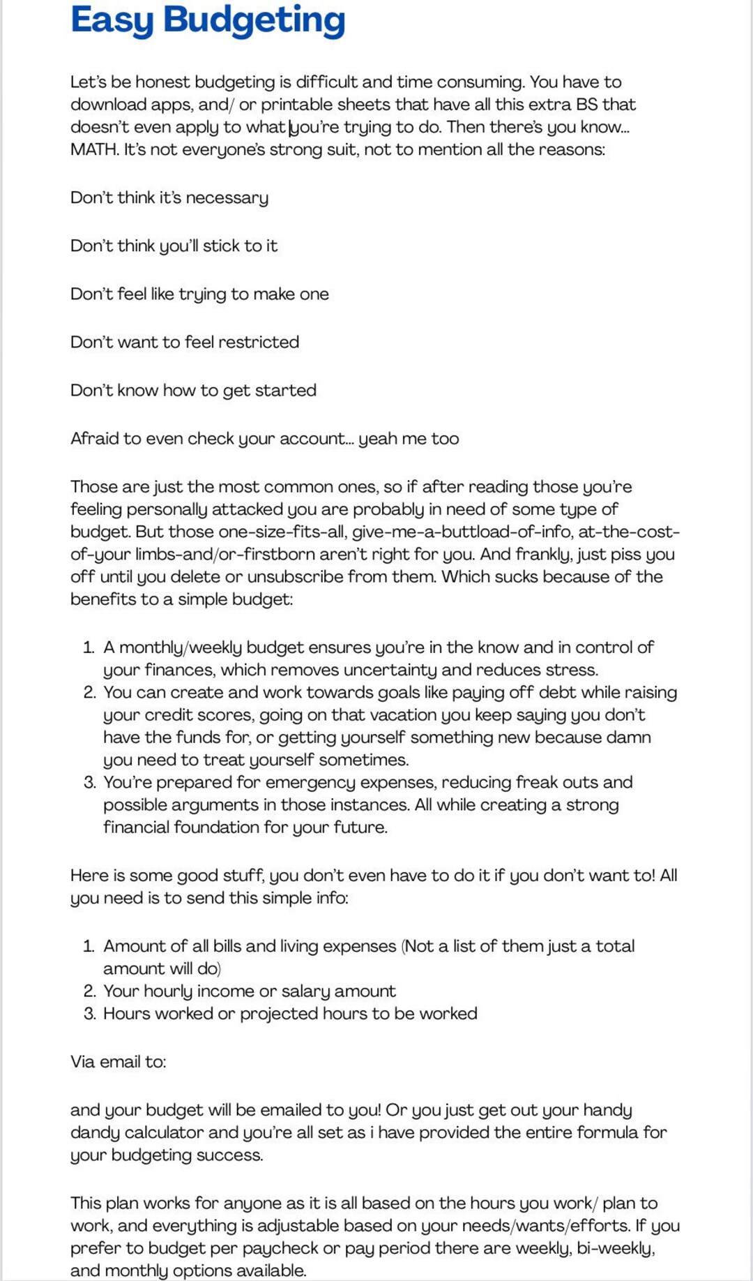 Easy Budgeting Formula - Etsy