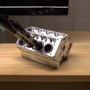 V8 Pen Holder V2: Brushed Finish, CNC Machined V8 Engine Block Pen ...