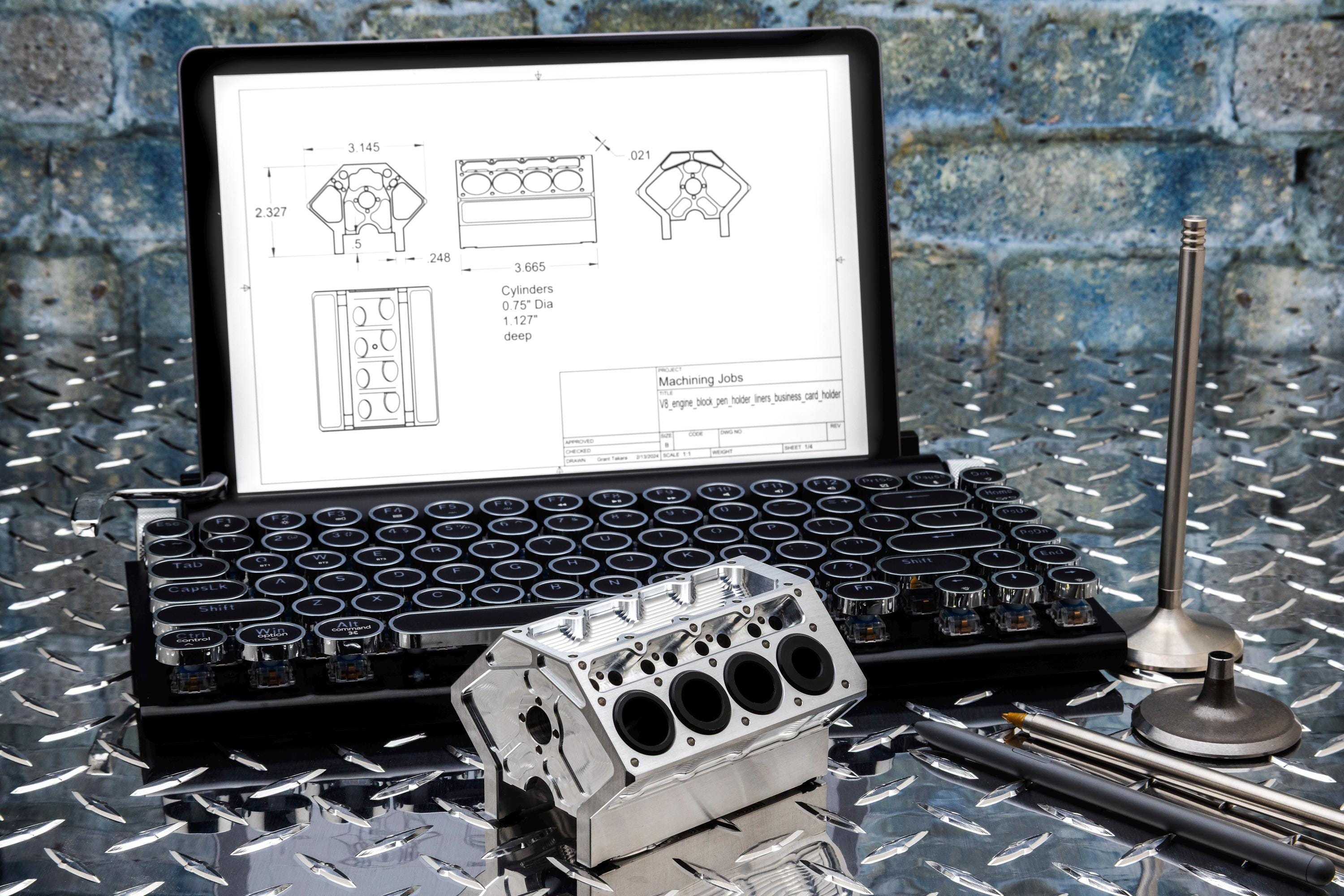 CNC Machined Aluminum V8 Engine Block Pen Holder: Brushed Finish - Etsy