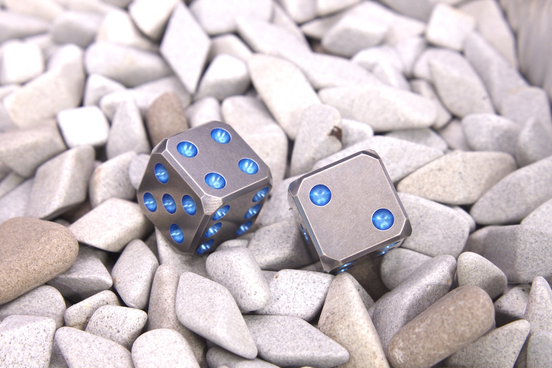 Aquamarine Titanium Dice CNC Machined and Stone Washed, Grade 5 ...