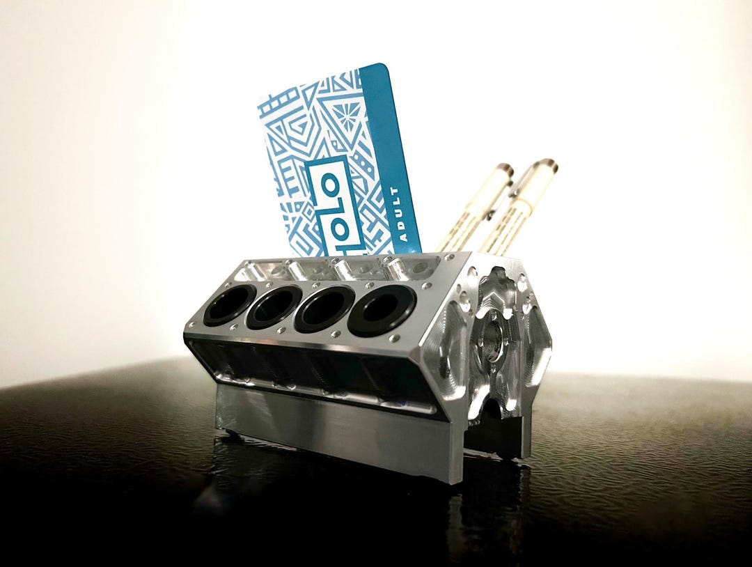 V8 Pen and Business Card Holder V2: Brushed Finish, CNC Machined V8 ...