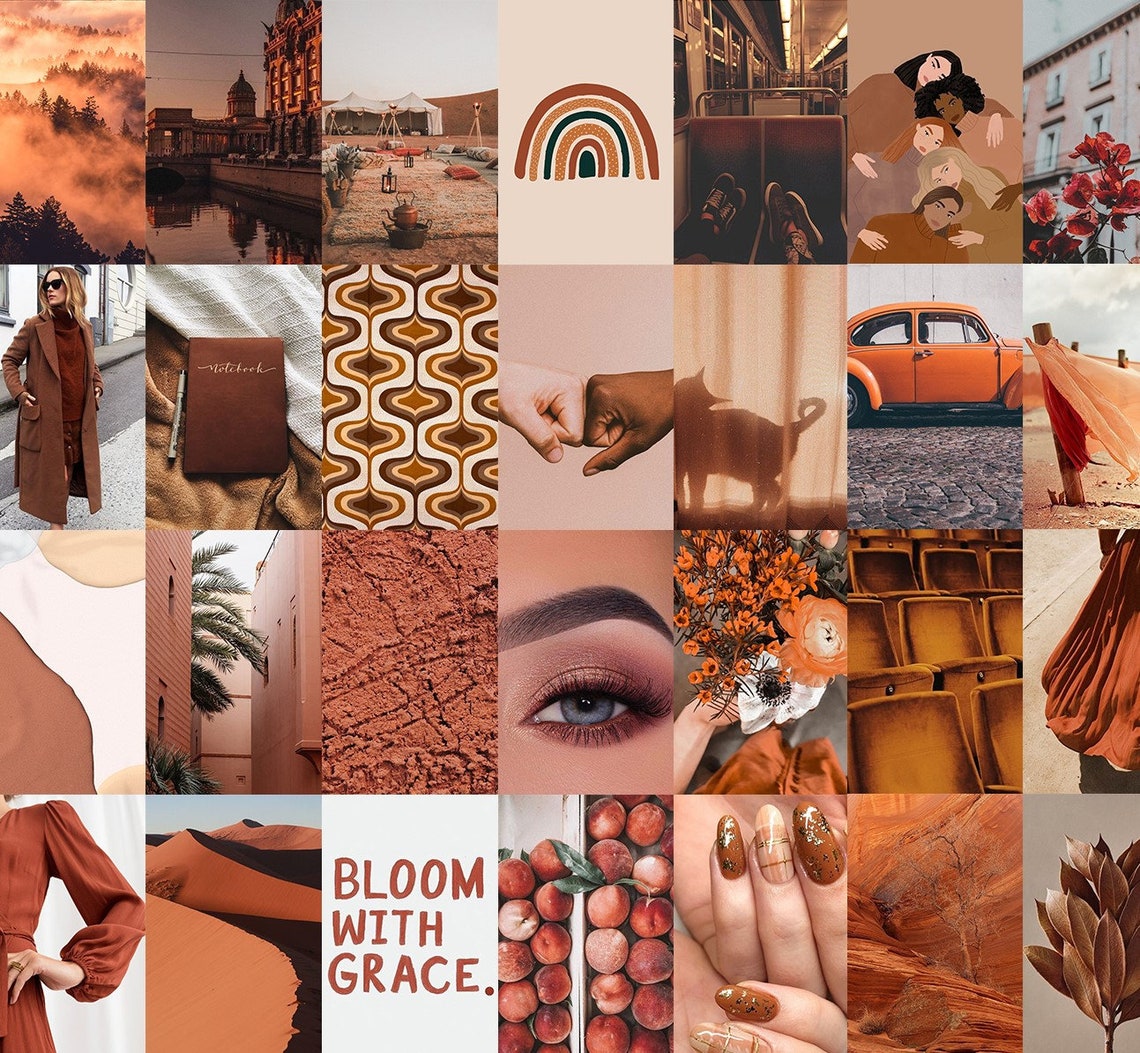 WALL COLLAGE KIT Rust Orange Collage Kit Boho Collage Wall | Etsy