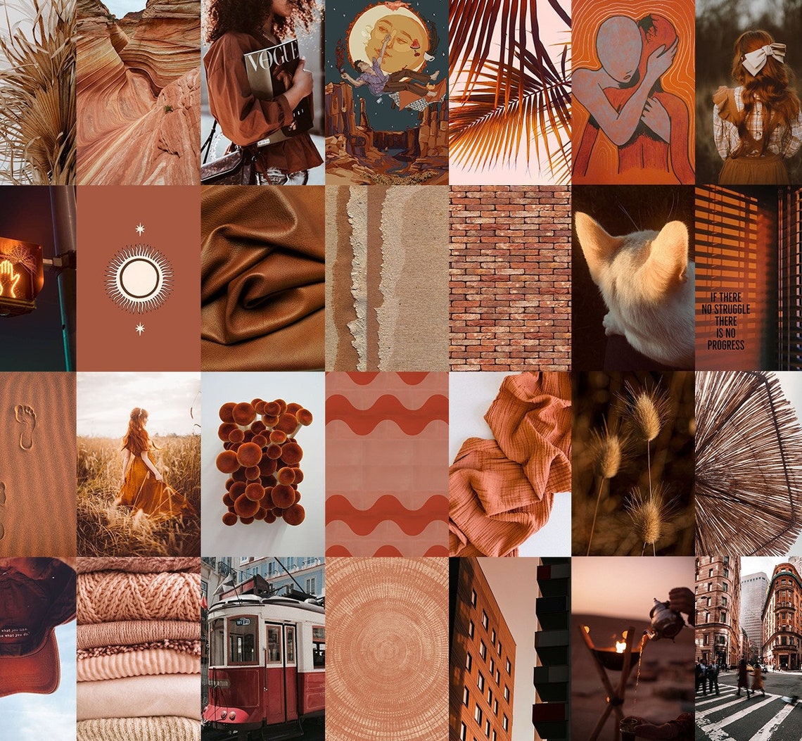 WALL COLLAGE KIT Rust Orange Collage Kit Boho Collage Wall - Etsy UK