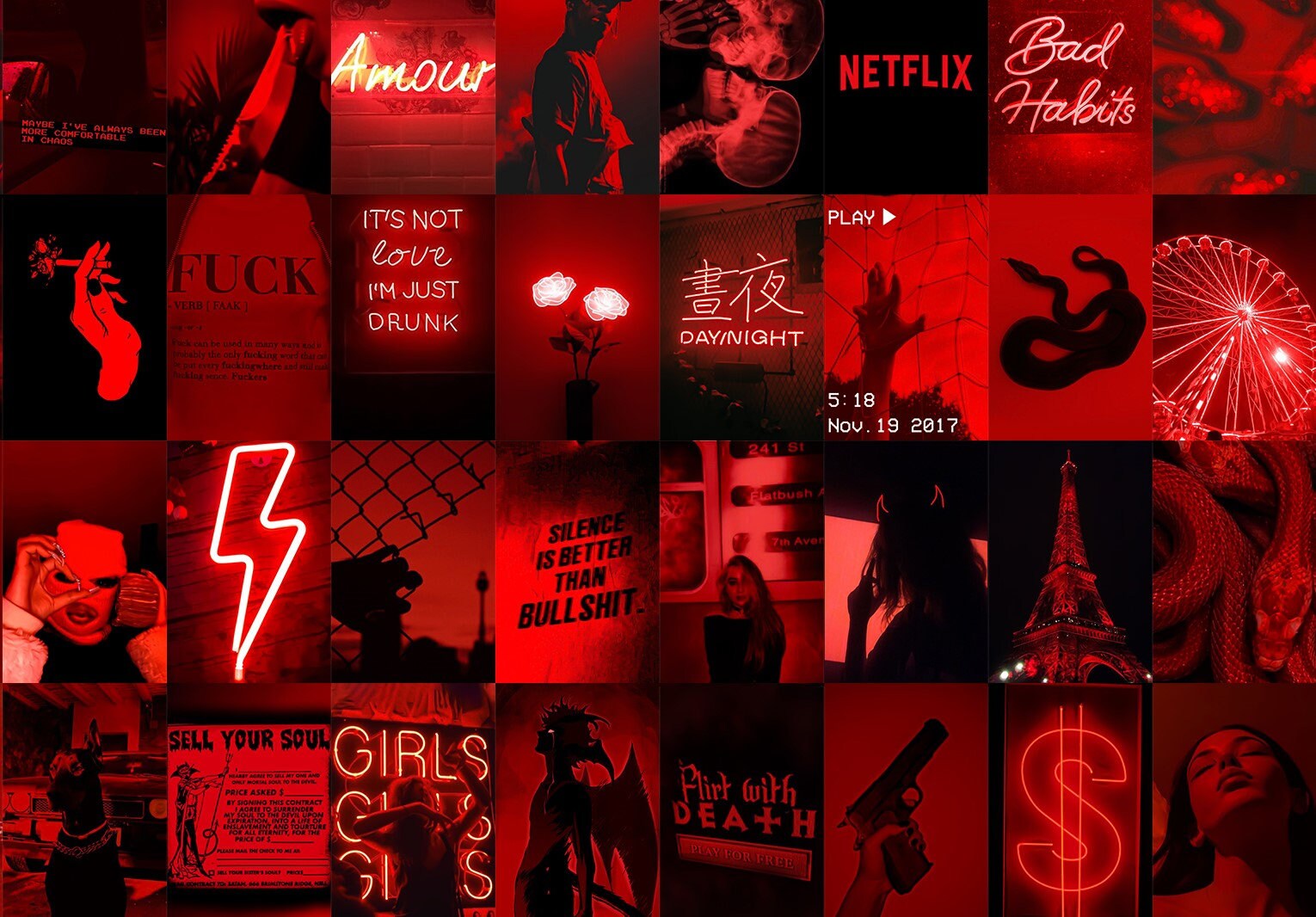 Dark Red Collage Kit Red WALL COLLAGE Grunge Picture Collage - Etsy ...