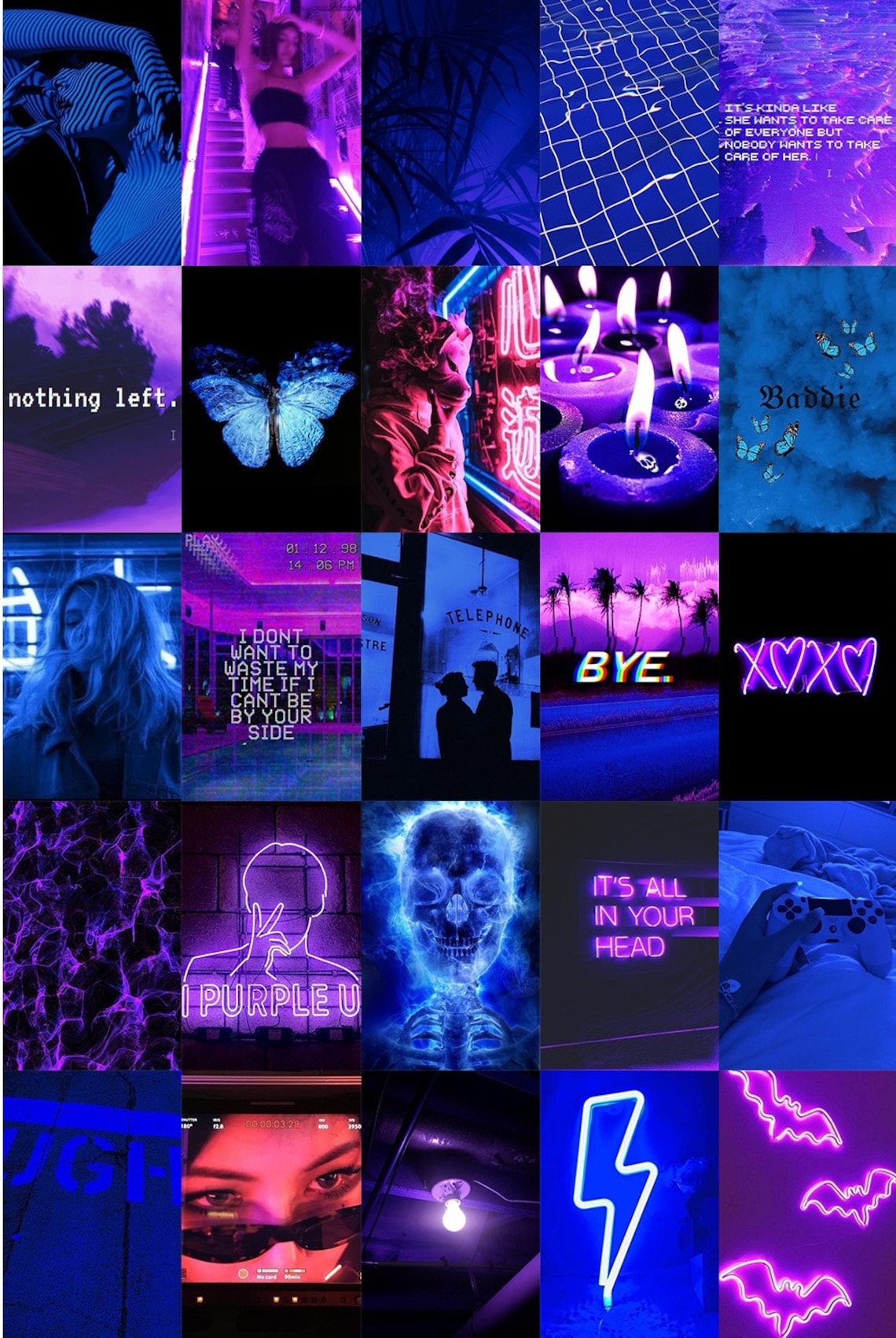 Blue Purple Pink Photo Wall Collage Kit Digital Download | Etsy