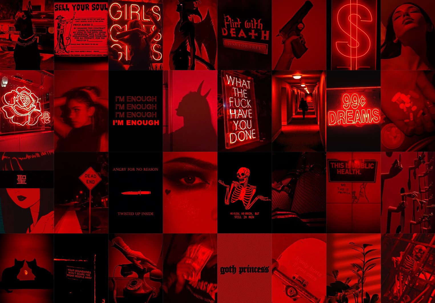 Dark Red Collage Kit Red WALL COLLAGE Grunge Picture Collage - Etsy ...