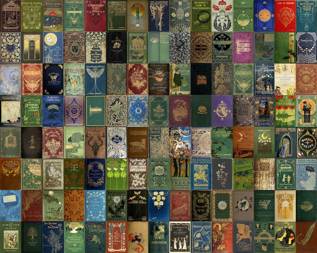 Vintage Book Covers Wall Collage Kit digital Collage Kit, Old Book ...