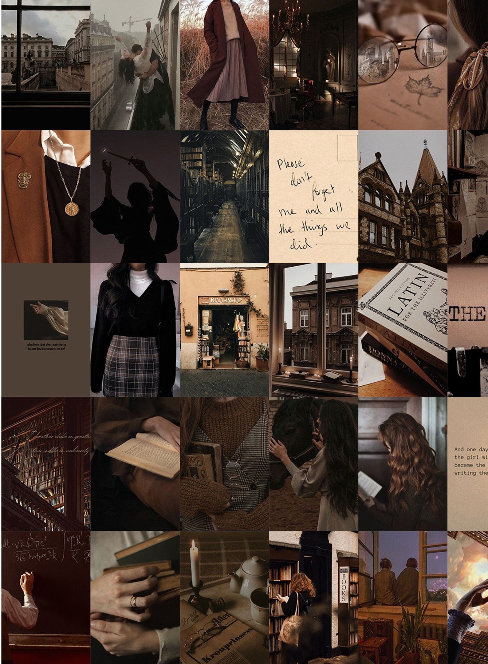 Dark Academia PHOTO COLLAGE KIT Dark Brown Aesthetic Wall - Etsy